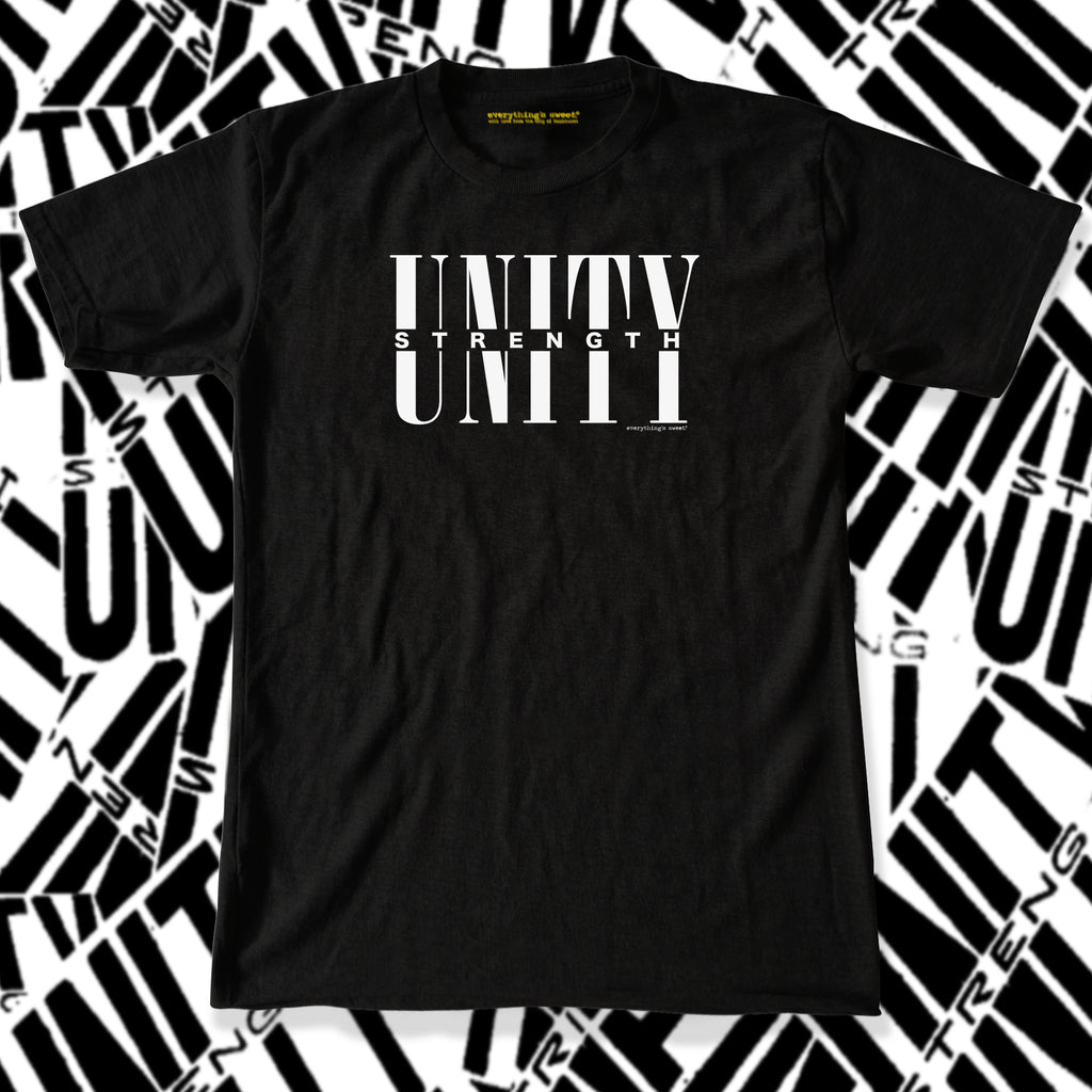 ‘STRENGTH IN UNITY’ Black Adult T – everything's sweet threads
